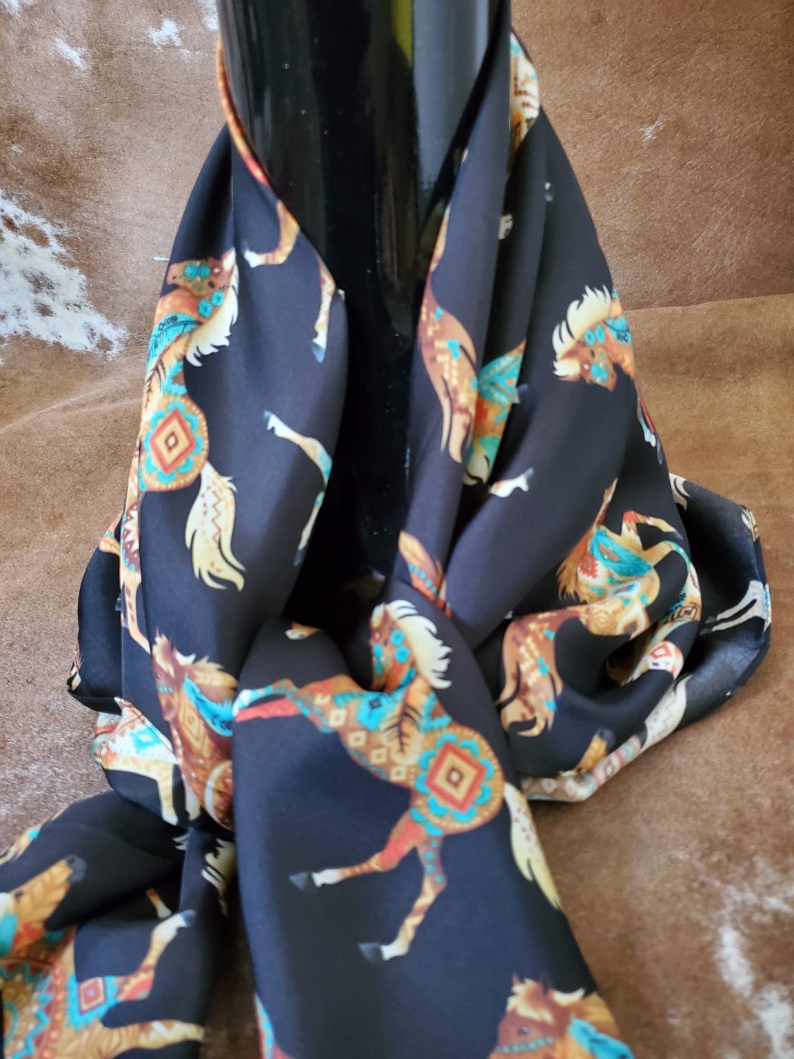 Scarf Pattern Feather Horse -1313-W | Tiny's Western Wear in Austin, Texas
